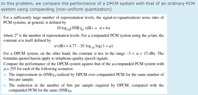 In this problem, we compare the performance of a DPCM | Chegg.com