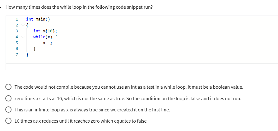 Solved How many times does the while loop in the following | Chegg.com