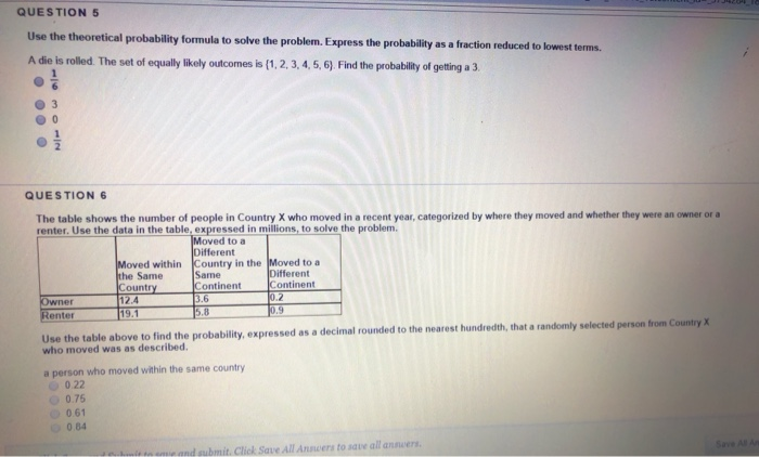 Solved QUESTION 5 Use the theoretical probability formula to | Chegg.com