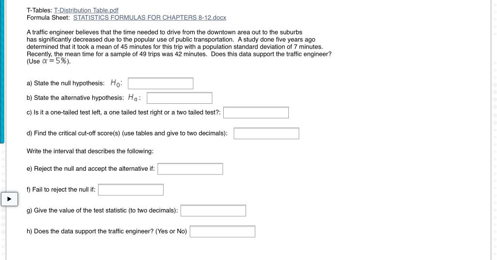 Solved T-Tables: T-Distribution Table.pdf Formula Sheet: | Chegg.com