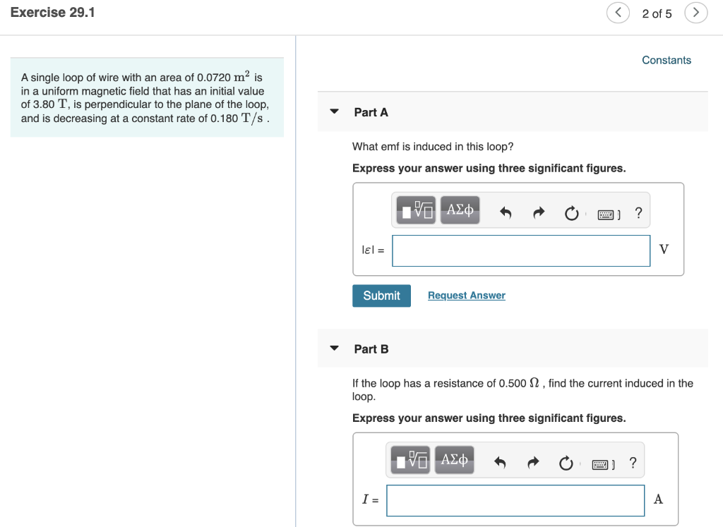 Solved Exercise 29.1 ©2 of 5 > Constants A single loop of | Chegg.com