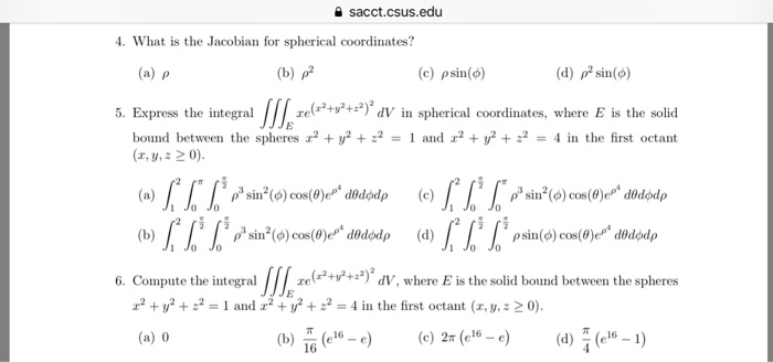 Solved a sacct.csus.edu 4. What is the Jacobian for | Chegg.com