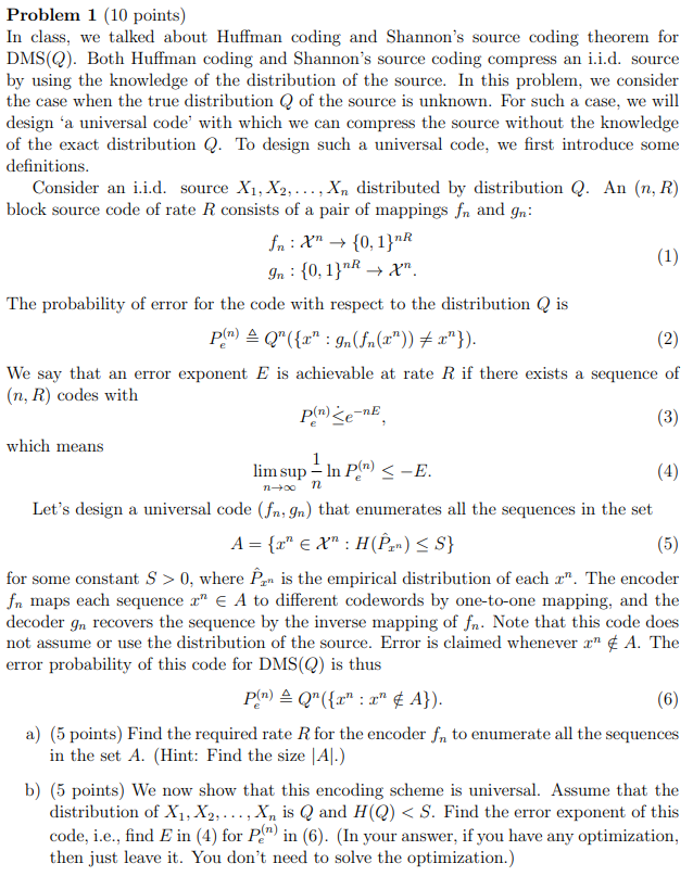 Solved Problem 1 (10 points) In class, we talked about | Chegg.com