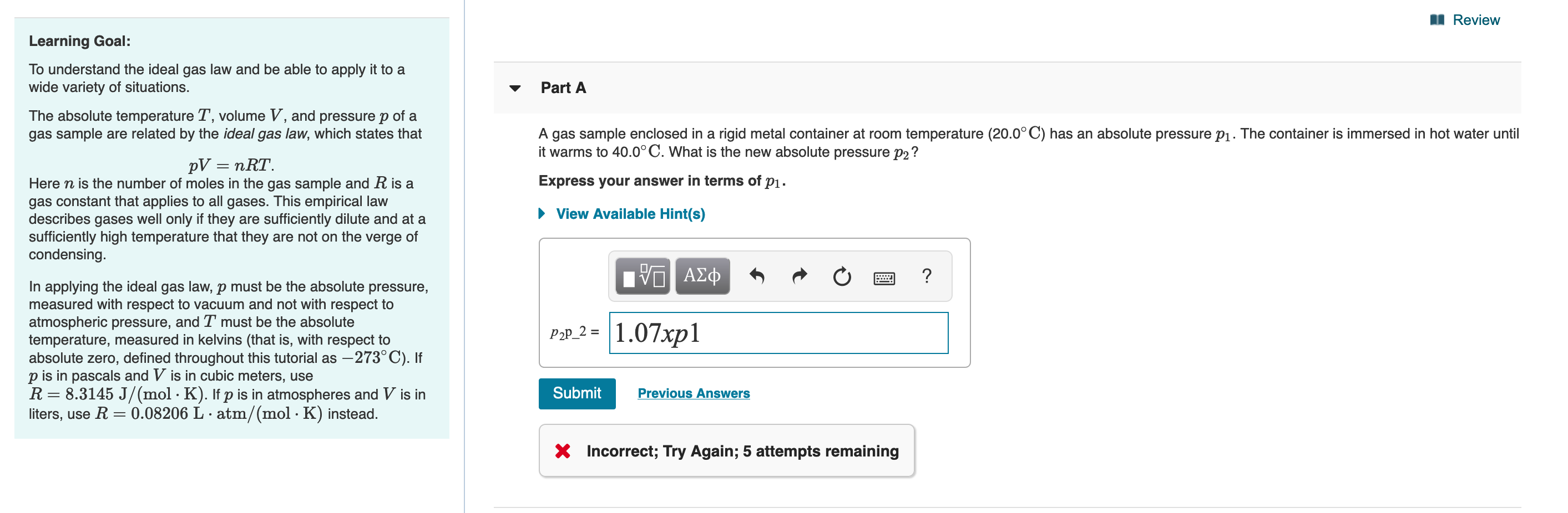 Solved | Review Part A Learning Goal: To understand the | Chegg.com