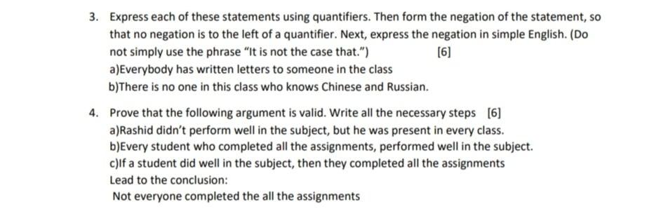 3. Express each of these statements using | Chegg.com