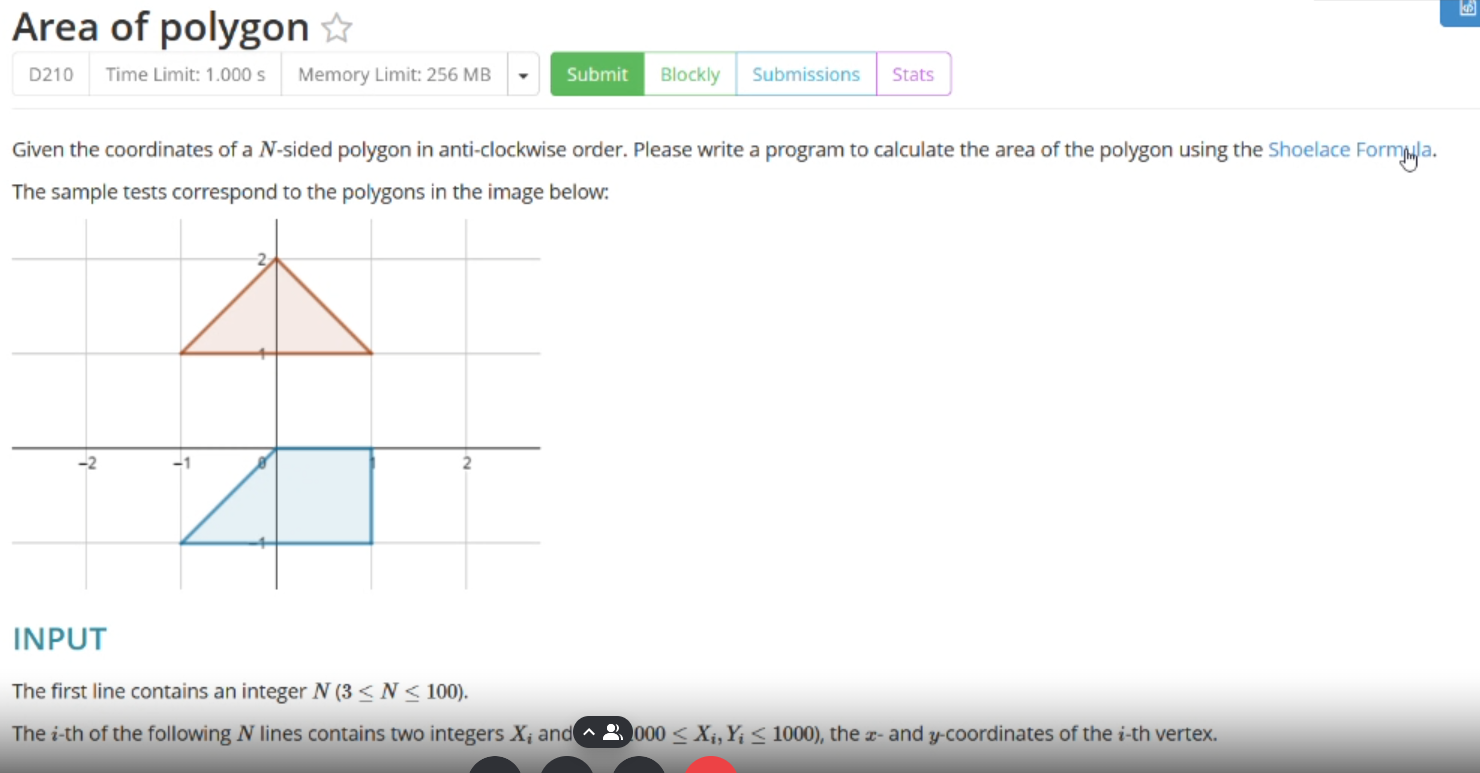 Solved Area of polygon Time Limit: 1.000 5 D210 Memory | Chegg.com