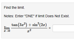 Solved Notes: Enter "DNE" if limit Does Not Exist. | Chegg.com