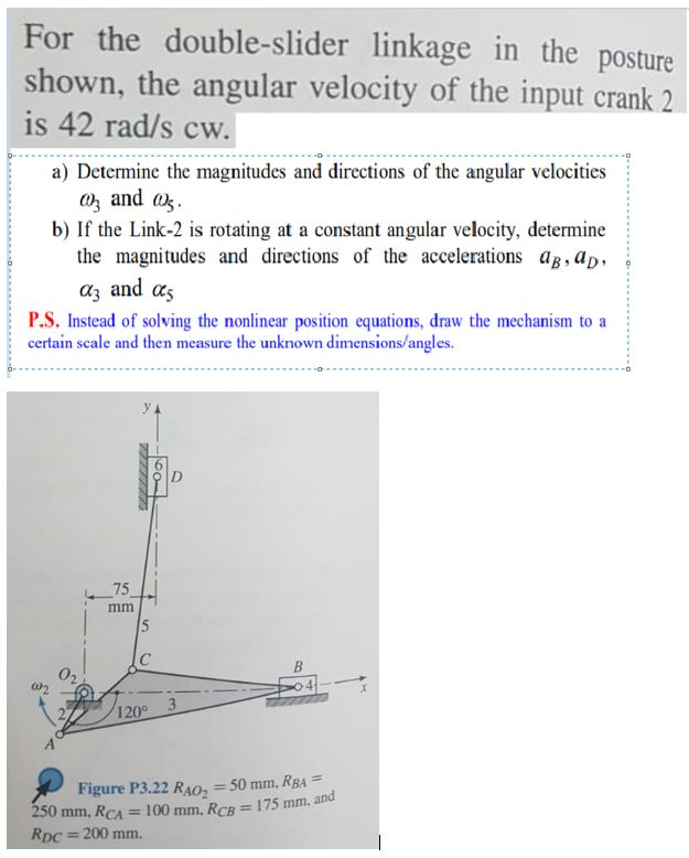 For the double-slider linkage in the posture shown, | Chegg.com