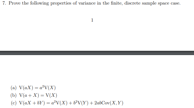 Solved Prove the following properties of variance in the | Chegg.com