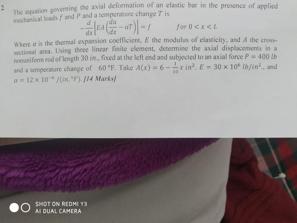 Solved The equation governing the axial deformation of an | Chegg.com