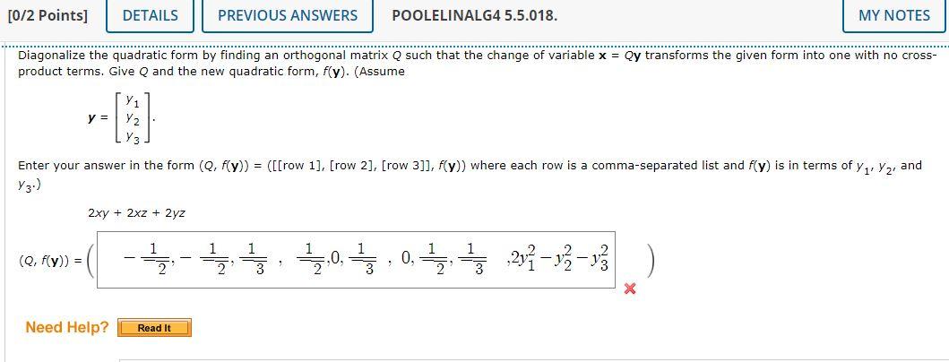 Solved [0/2 Points] DETAILS PREVIOUS ANSWERS POOLELINALG4 | Chegg.com