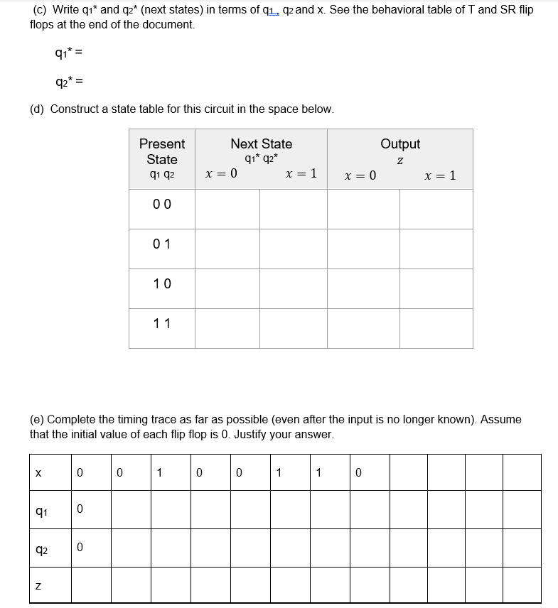 Solved 1 (Ch6) Find the next state equations and complete | Chegg.com