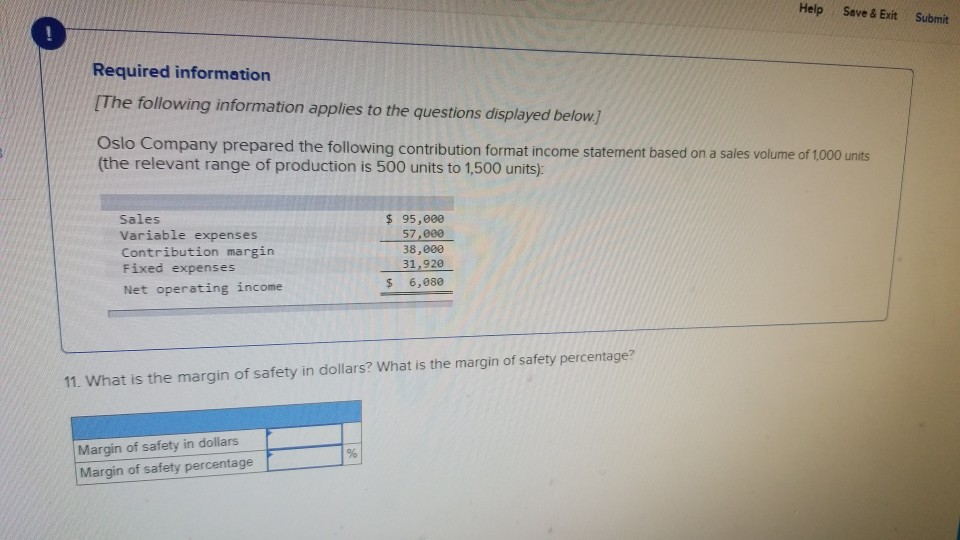 Solved Help Save & Exit Submit Required information The | Chegg.com