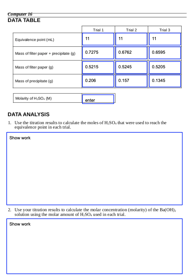 Solved Computer 16 DATA TABLE Trial 1 Trial 2 Trial 3 | Chegg.com