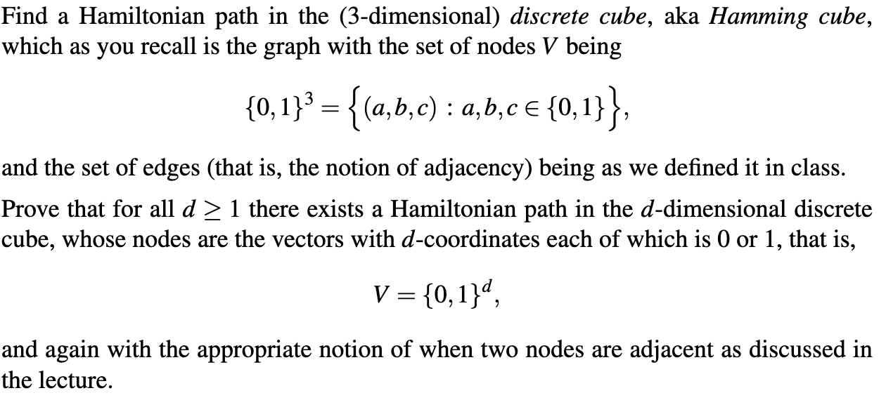 Solved Find a Hamiltonian path in the (3-dimensional) | Chegg.com