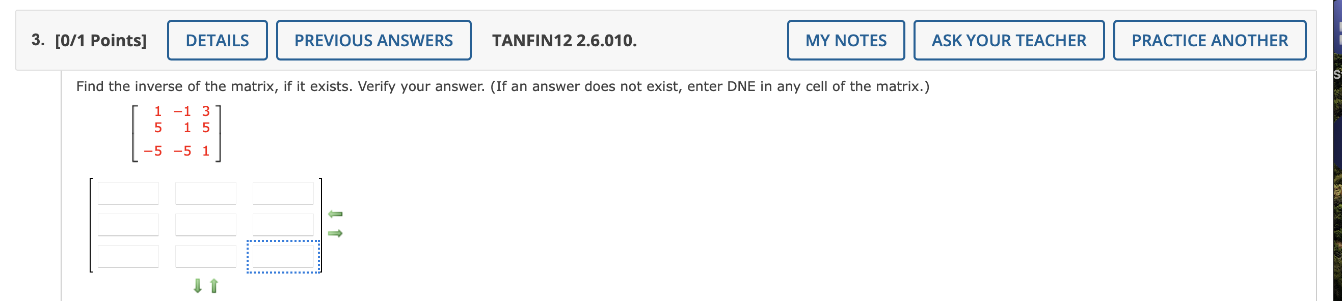 Solved Find the inverse of the matrix, if it exists. Verify | Chegg.com