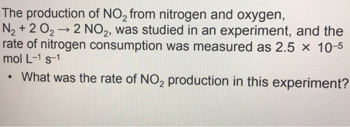 Solved The production of NO2 from nitrogen and oxygen, N2 + | Chegg.com