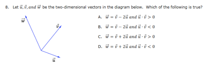 Solved 8. Let ü, ö, and w be the two-dimensional vectors in | Chegg.com