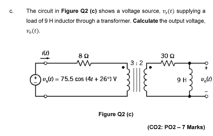 Solved c. The circuit in Figure Q2 (c) shows a voltage | Chegg.com