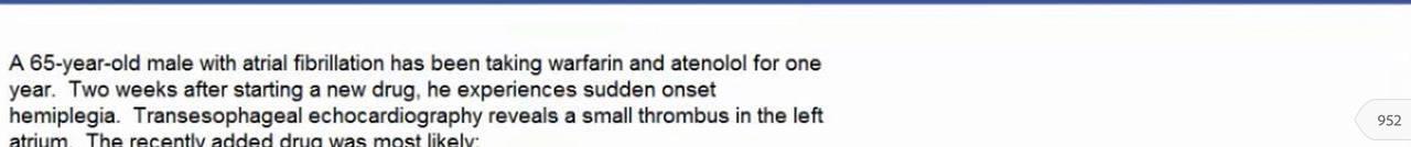 Solved A 65-year-old male with atrial fibrillation has been | Chegg.com