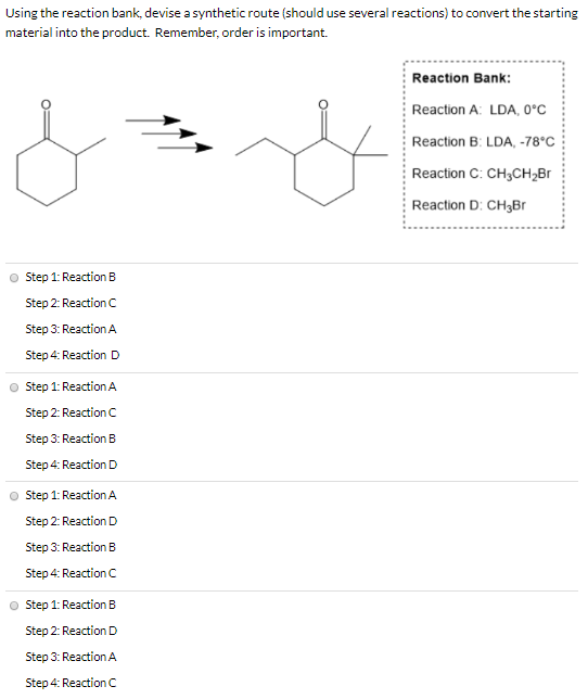 Solved Using the reaction bank, devise a synthetic route | Chegg.com