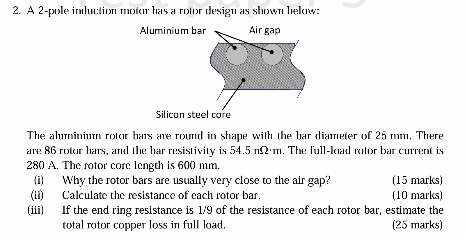 2. ﻿A 2-pole induction motor has a rotor design as | Chegg.com