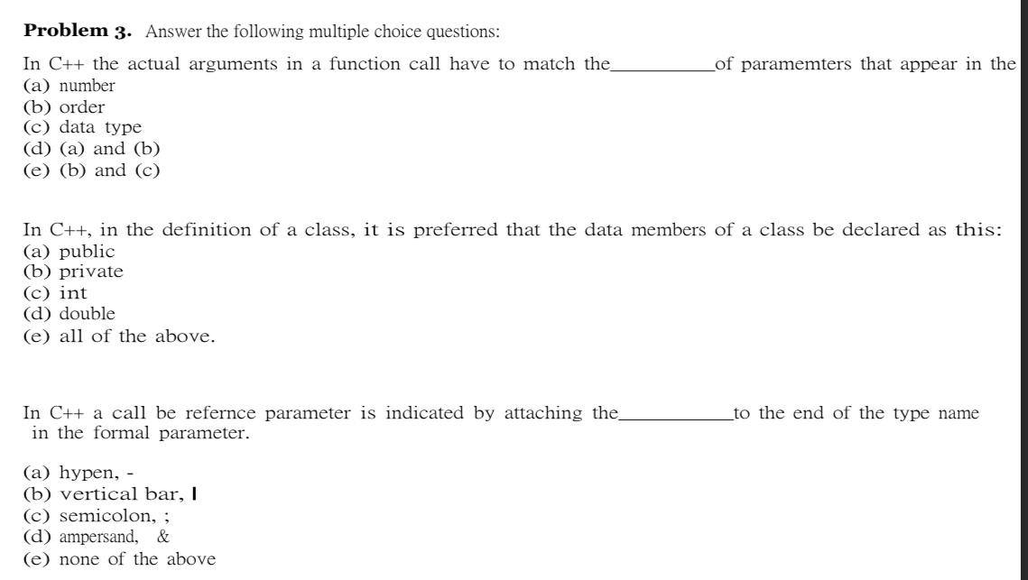 Solved of paramemters that appear in the Problem 3. Answer | Chegg.com