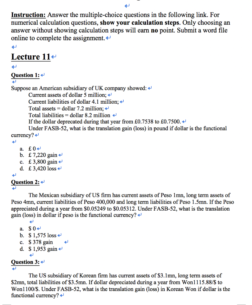 Instruction Answer The Multiple choice Questions In Chegg