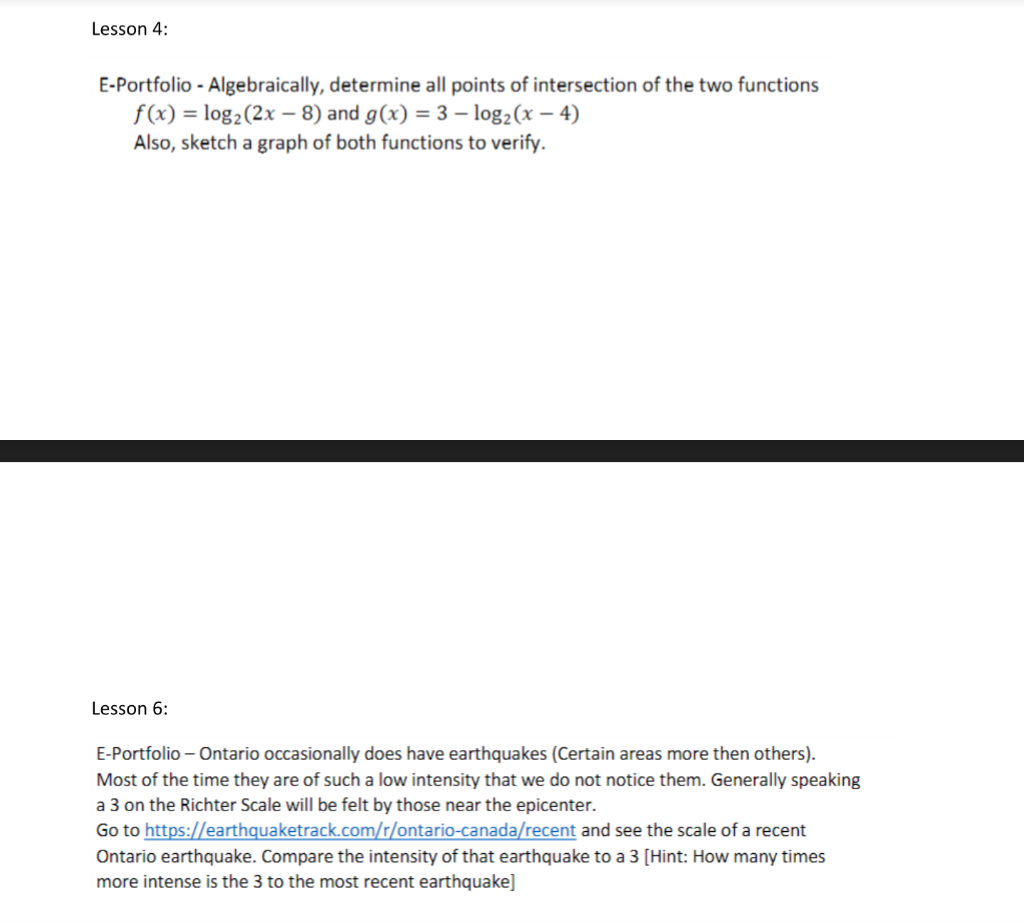 Solved E-Portfolio - Algebraically, determine all points of | Chegg.com
