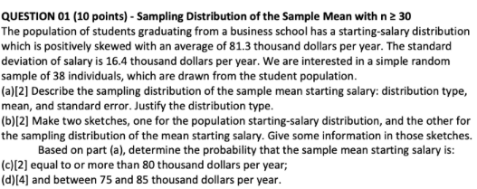 Solved QUESTION 01 (10 points) - Sampling Distribution of | Chegg.com
