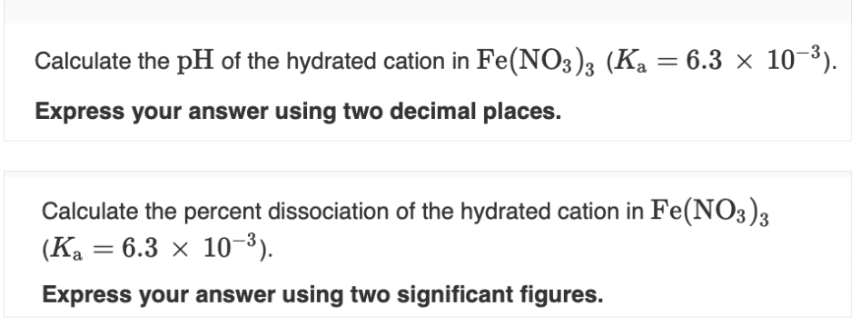 Solved Calculate the pH of the hydrated cation in | Chegg.com