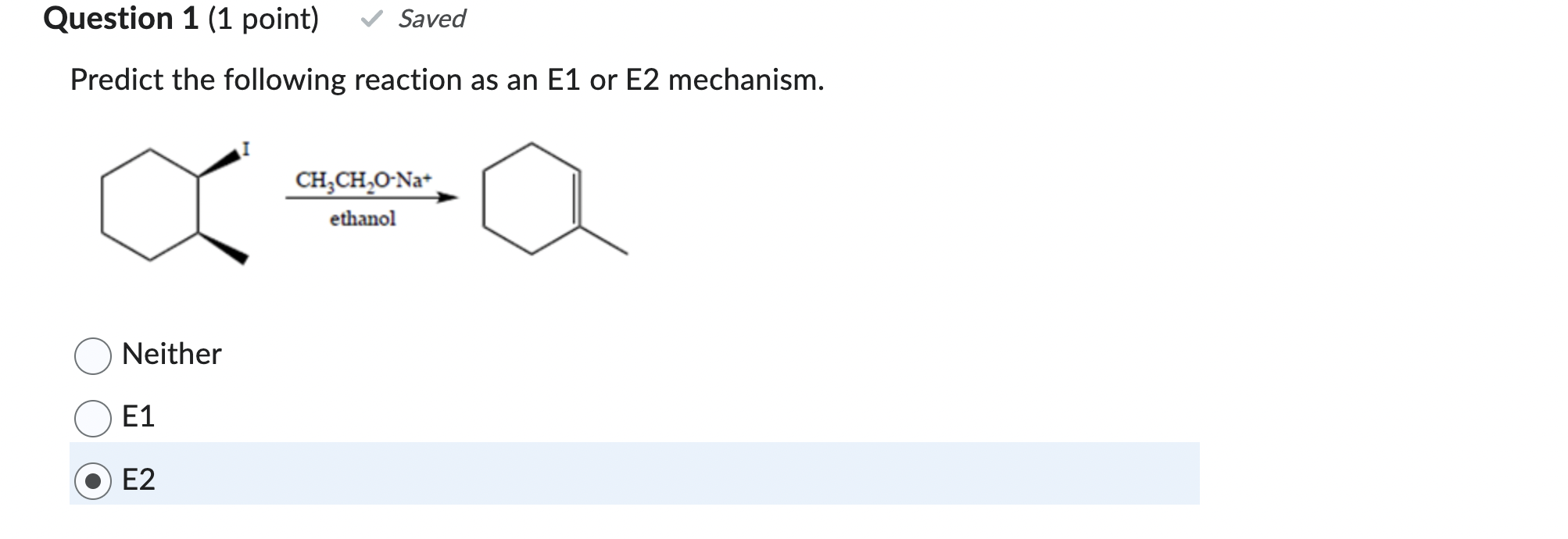 Solved Predict the following reaction as an E1 or E2 | Chegg.com