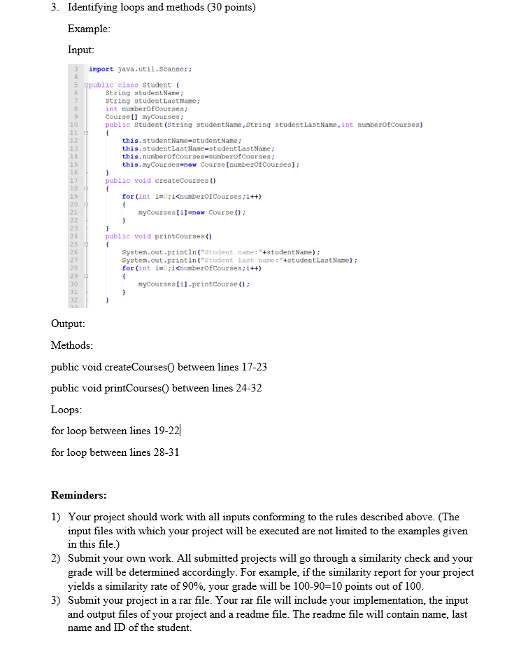 Output: Methods: public void createCourses() between | Chegg.com