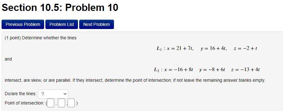 Solved Section 10.5: Problem 10 Previous Problem Problem | Chegg.com