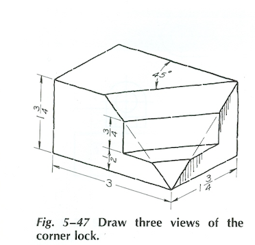 Solved Fig. 5-47 Draw three views of the corner lock. | Chegg.com