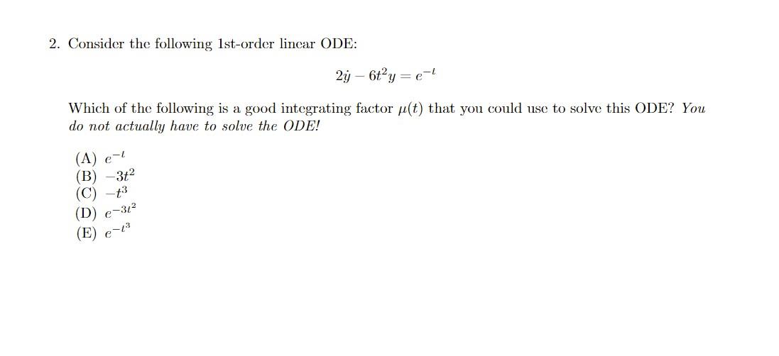 Solved 2. Consider the following 1st-order linear ODE: | Chegg.com