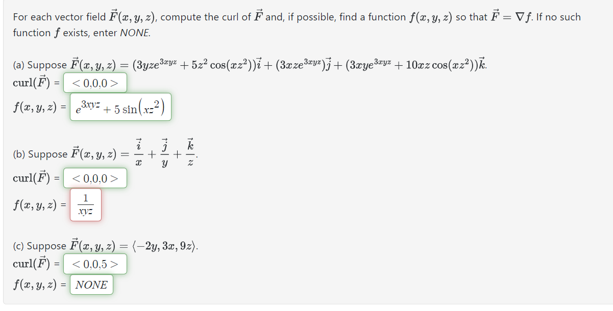Solved For each vector field F(x,y,z), compute the curl of F | Chegg.com
