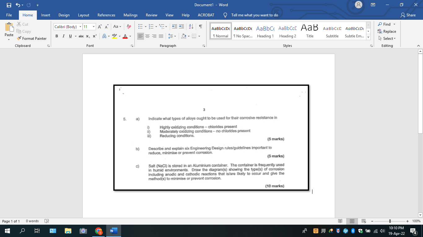 Solved BS Documenti - Word 8 o Х File Home Insert Design | Chegg.com