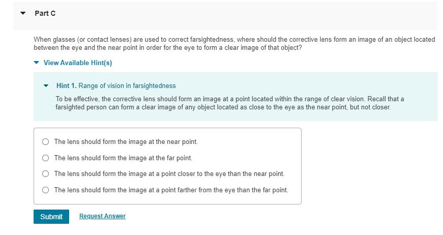 Solved A person with normal vision can focus on objects as | Chegg.com