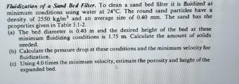 Solved Fluidization of a Sand Bed Filter. To clean a sand | Chegg.com