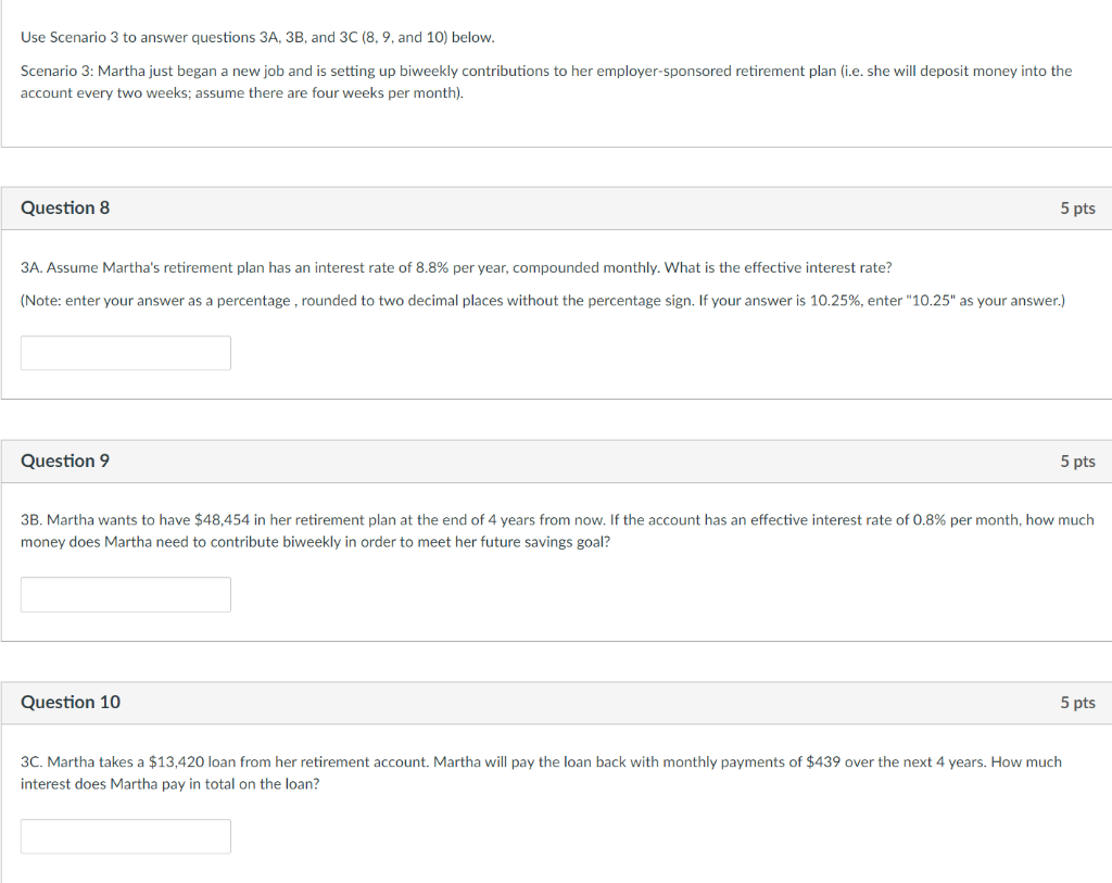 Use Scenario 3 to answer questions 3A, 3B, and 3C (8, | Chegg.com