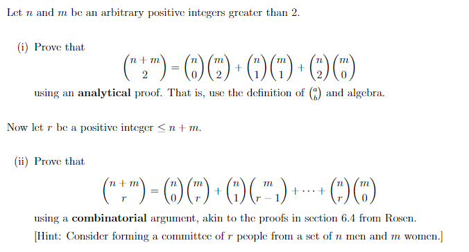 Solved Let n and m be an arbitrary positive integers greater | Chegg.com