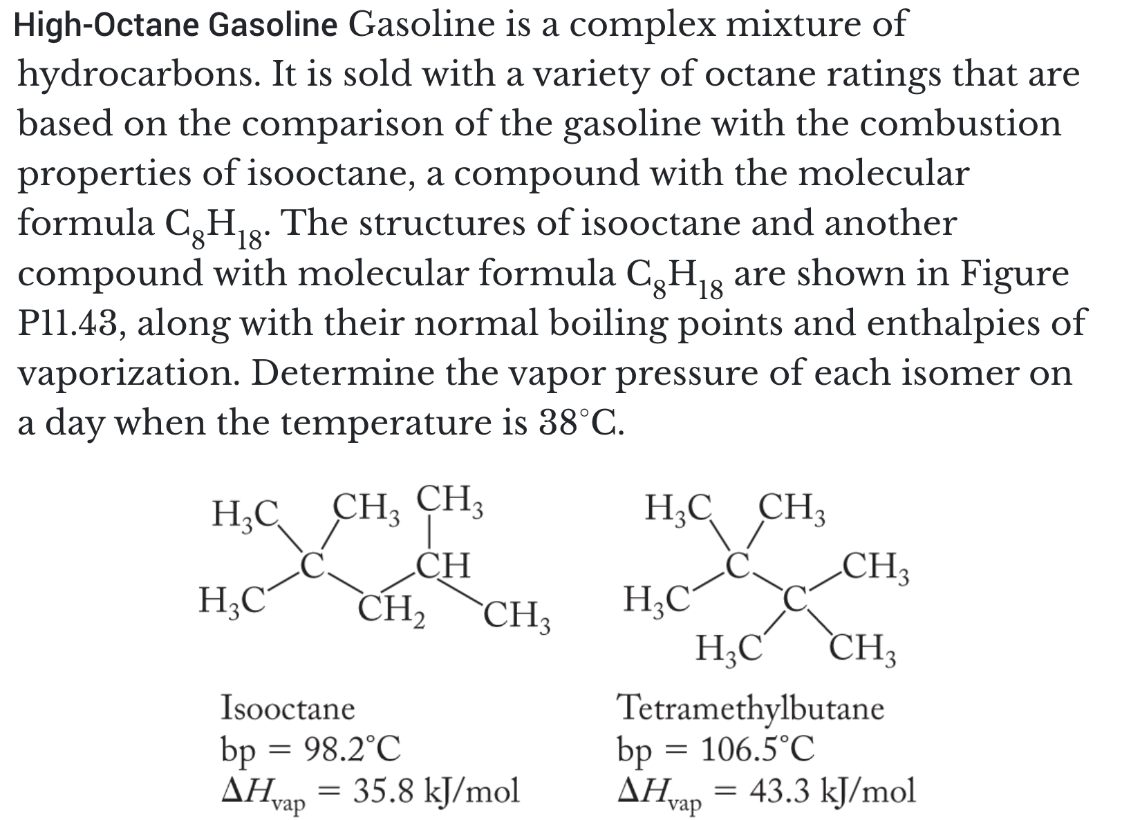 Solved High-Octane Gasoline Gasoline is a complex mixture | Chegg.com