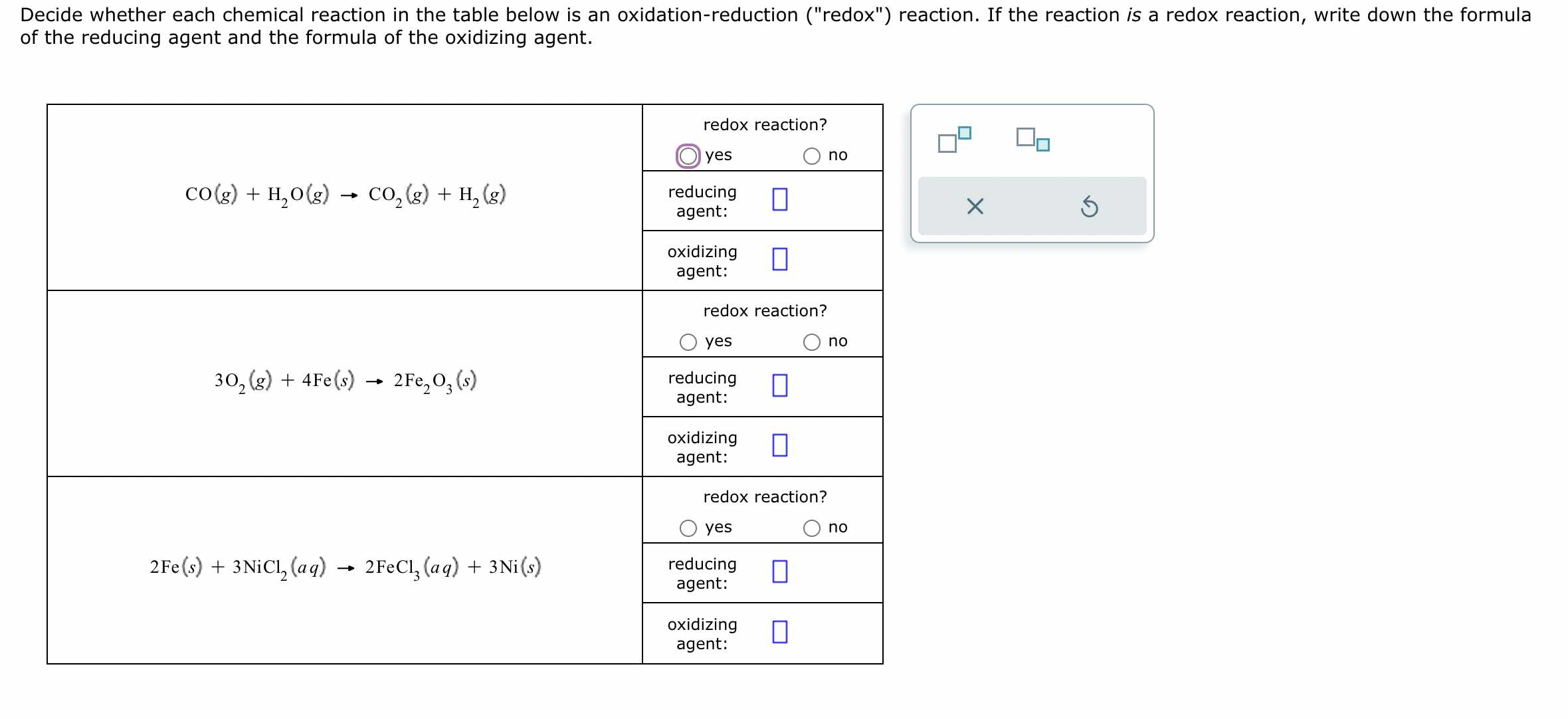 Solved Decide whether each chemical reaction in the table | Chegg.com