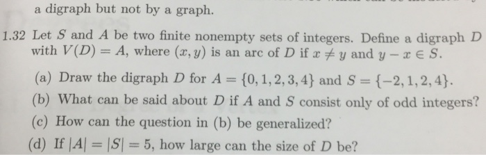 Solved Let S and A be two finite nonempty sets of integers. | Chegg.com