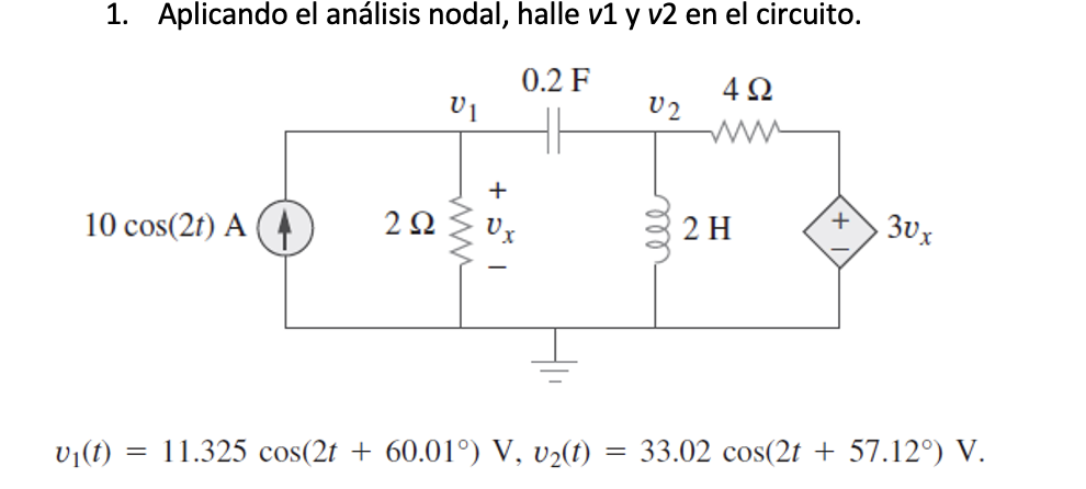 Solved 1. Aplicando el análisis nodal, halle v1 y v2 en el | Chegg.com