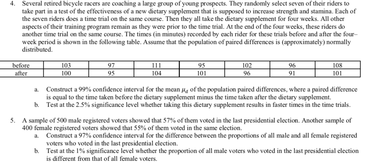 Solved 4. Several retired bicycle racers are coaching a | Chegg.com