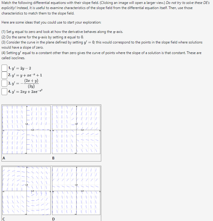 Solved Match the following differential equations with their | Chegg.com