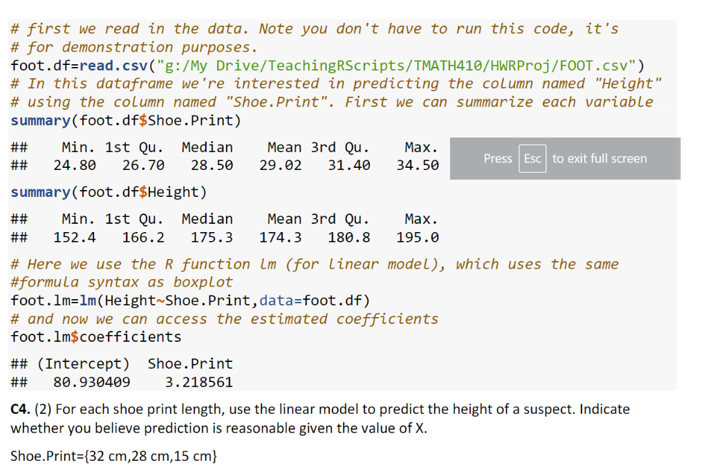 Solved In forensics it is often desirable to predict the | Chegg.com