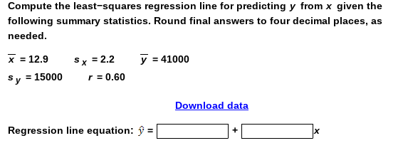Solved Compute the least-squares regression line for | Chegg.com